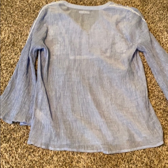 Maurices | Tops | Pale Blue Sheer Blouse With White Embroidery | Poshmark